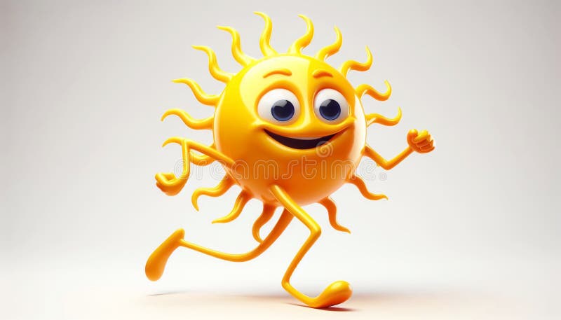 Cute Sun Cartoon Animation on White Background Stock Illustration ...