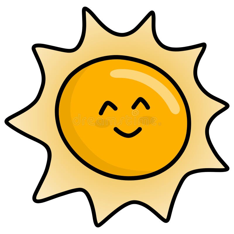 Cute Sun Doodle Drawing Kawaii Vector Illustration Stock Vector ...