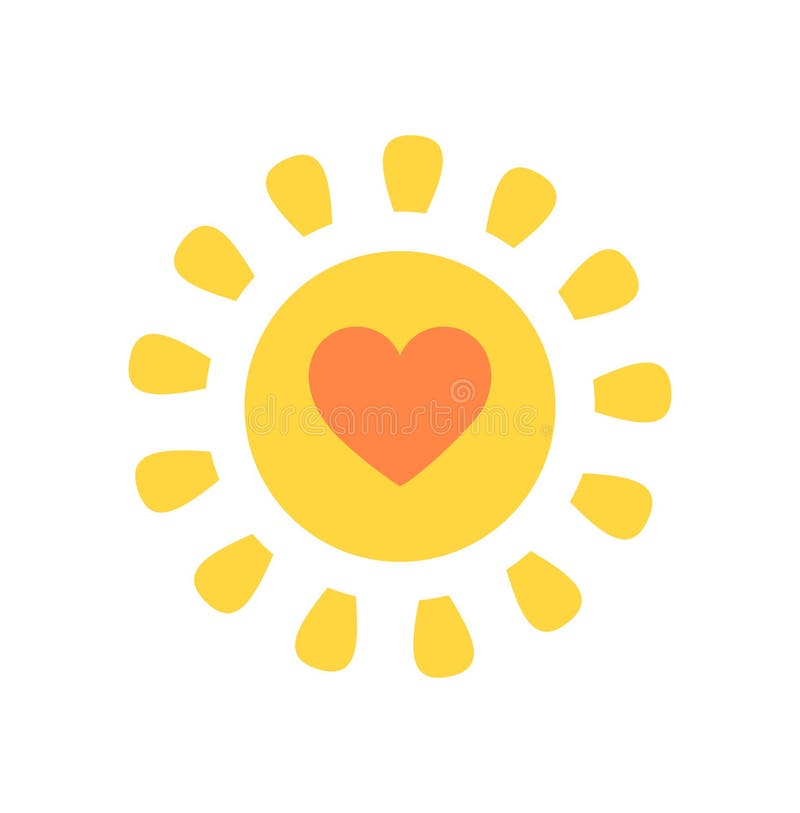 Cute sun with heart stock vector. Illustration of solar - 80535088