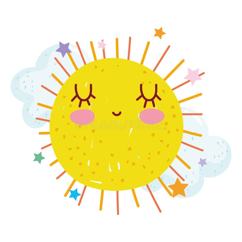 Cute Sun with Stars Space Adventure Galaxy Cartoon Stock Vector ...