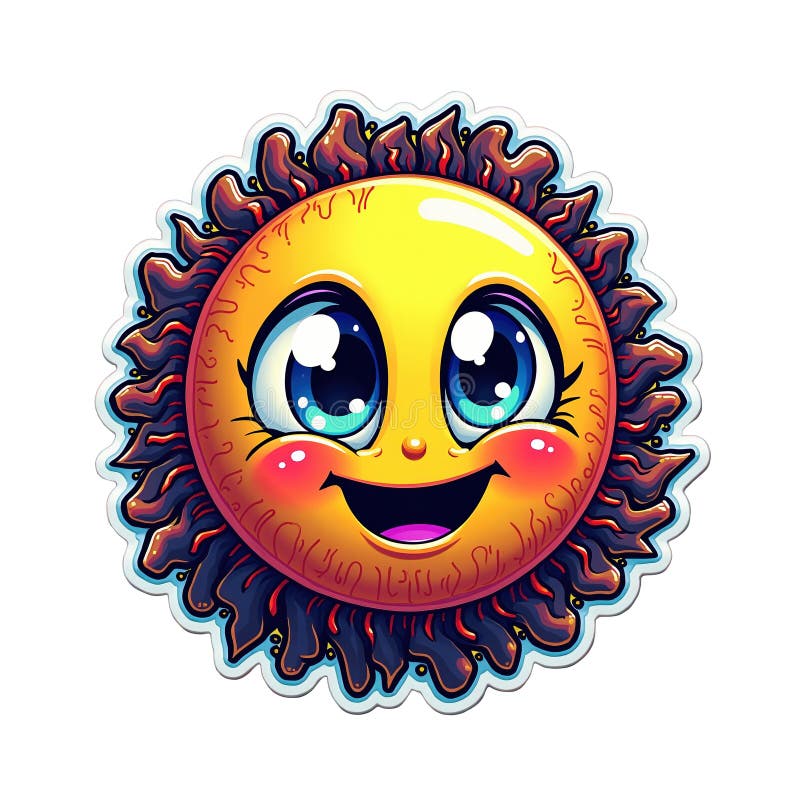 Cute Sun Sticker Design stock illustration. Illustration of emoticon ...