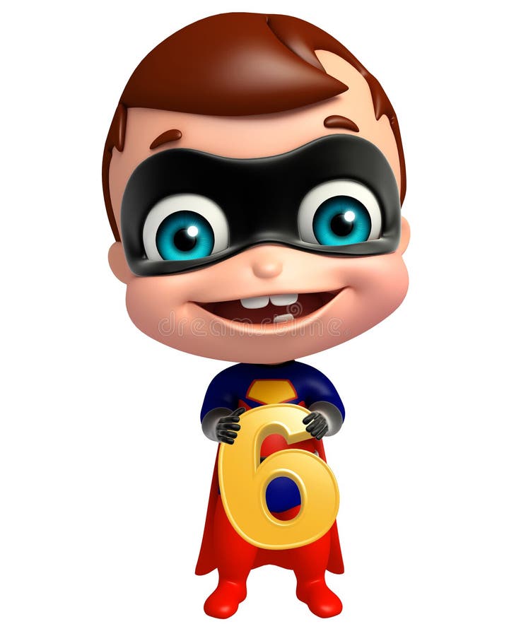 Cute Superbaby with 6 Digit Stock Illustration - Illustration of ...