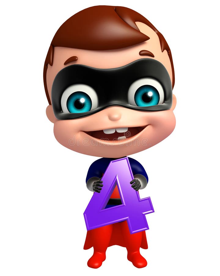 Cute Superbaby with 4 Digit Stock Illustration - Illustration of suit ...