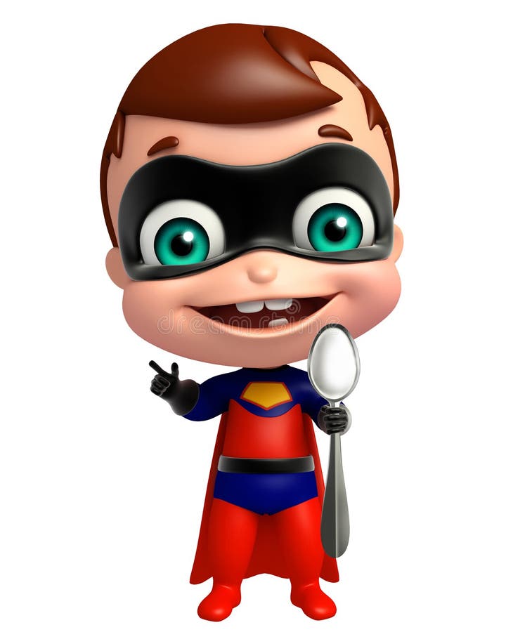Superhero with Spoon stock illustration. Illustration of cool - 77555065