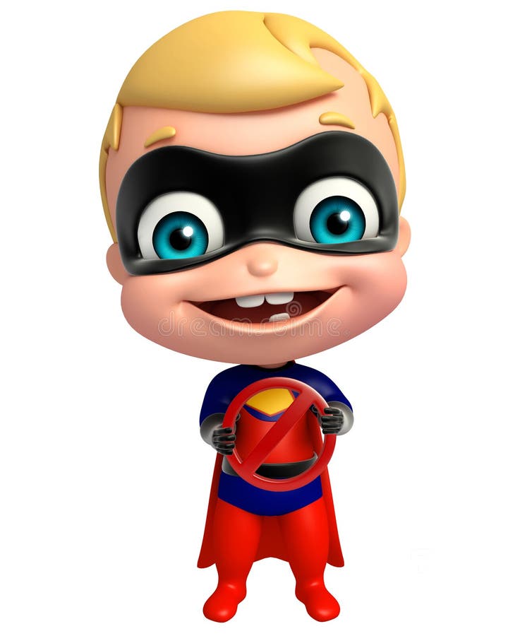 Cute Superbaby with Stop Sign Stock Illustration - Illustration of ...