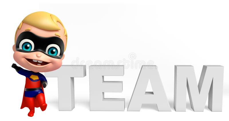 Cute Superbaby with Team Sign Stock Illustration - Illustration of ...