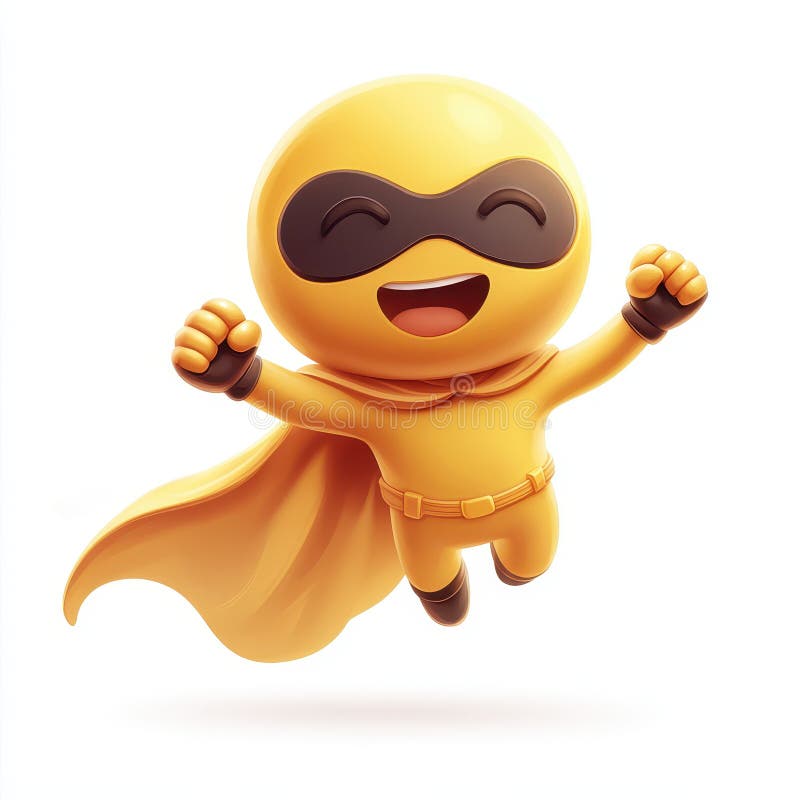 Cute Superhero Emoji with Wind Powers, Joyful Expression, and Cape ...