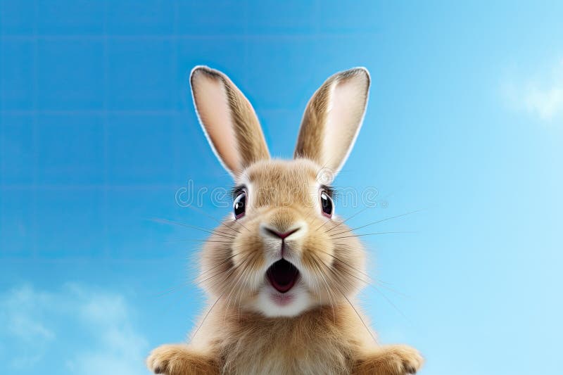 Cute Suprised Easter Bunny AI Generated Stock Photo - Image of cloud ...