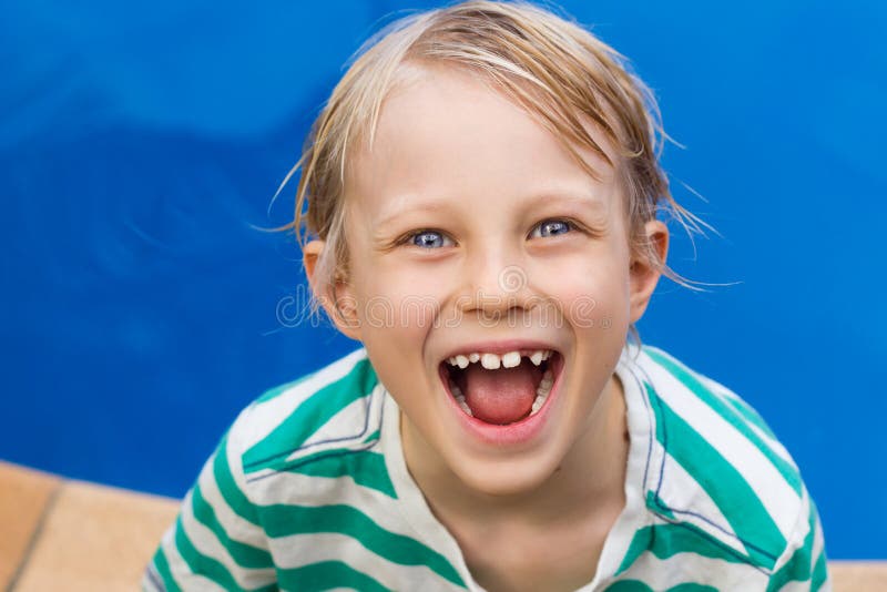 Cute Surprised Boy Next To Pool Stock Image - Image of life, beautiful ...
