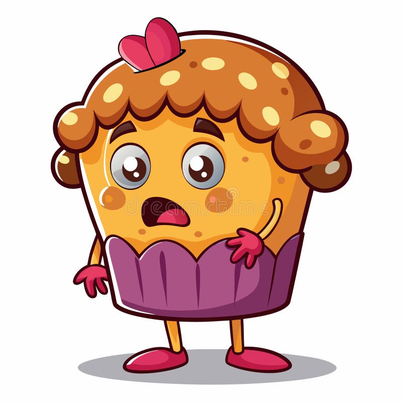Cute, Surprised Cupcake Character Stock Vector - Illustration of sweet ...