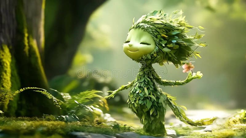 Cute Surreal Anthropomorphic Tree in Forest Animation. Fantasy Concept ...