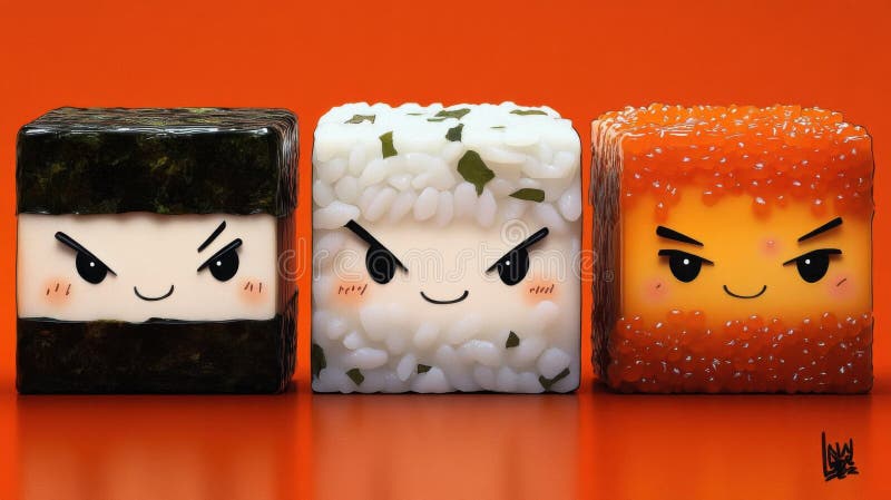 Cute Sushi Cubes stock illustration. Illustration of kawaii - 365322746