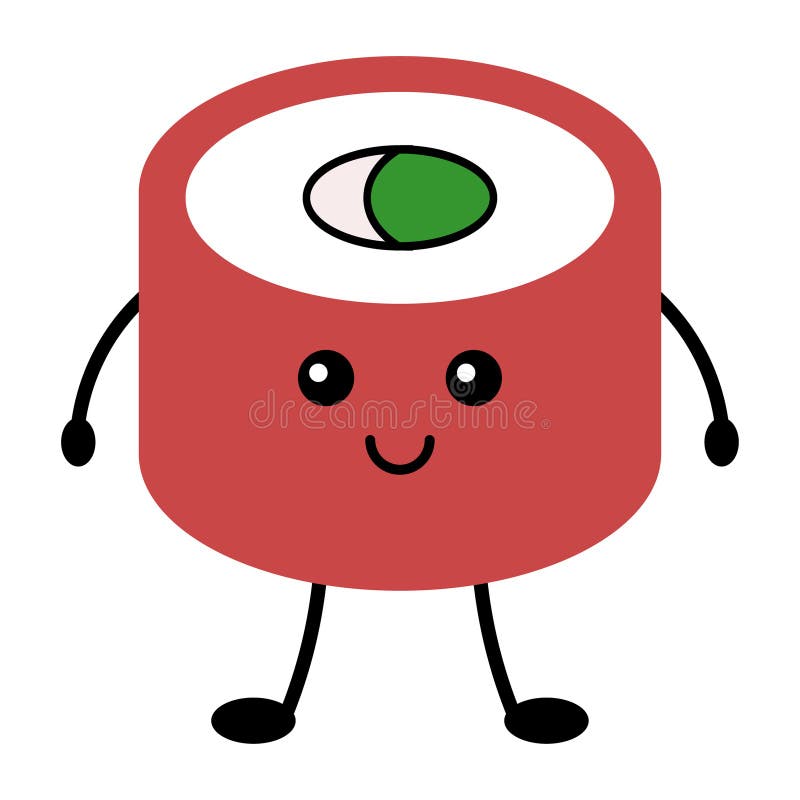 Cute Sushi Roll Smiling, Vector Stock Vector - Illustration of kitchen ...