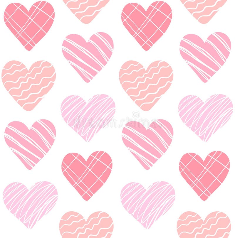 Cute Sweet Pink Hearts Pattern Vector Stock Vector - Illustration of ...