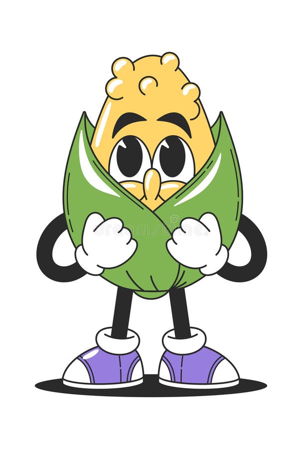 Cute Sweetcorn Cob Kawaii Character Stock Illustration - Illustration ...
