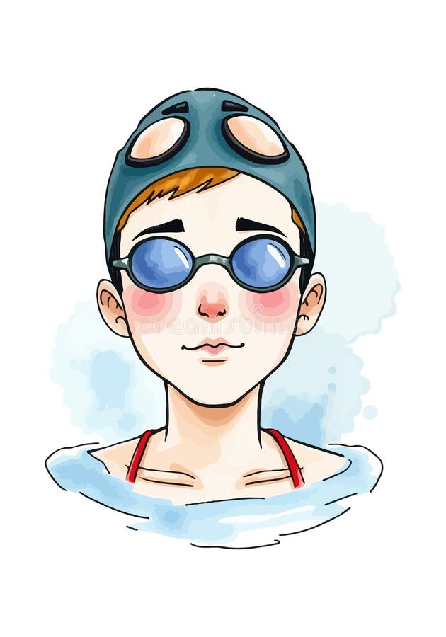 Cute Swimmer Cartoon Vector Illustration. Stock Illustration ...
