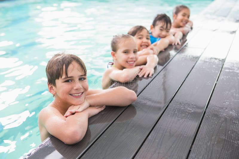Cute Swimming Class in the Pool Stock Photo - Image of five, indoors ...