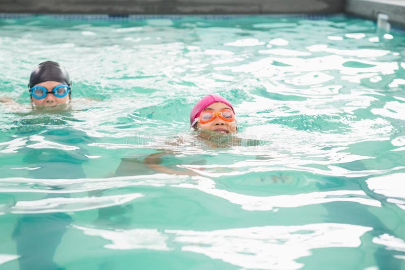 Cute Swimming Class in the Pool Stock Photo - Image of leisure, water ...