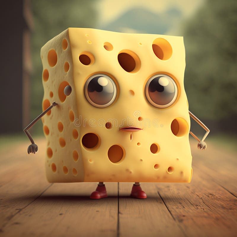 Cute Swiss Cheese Character Stock Illustration - Illustration of cheese ...