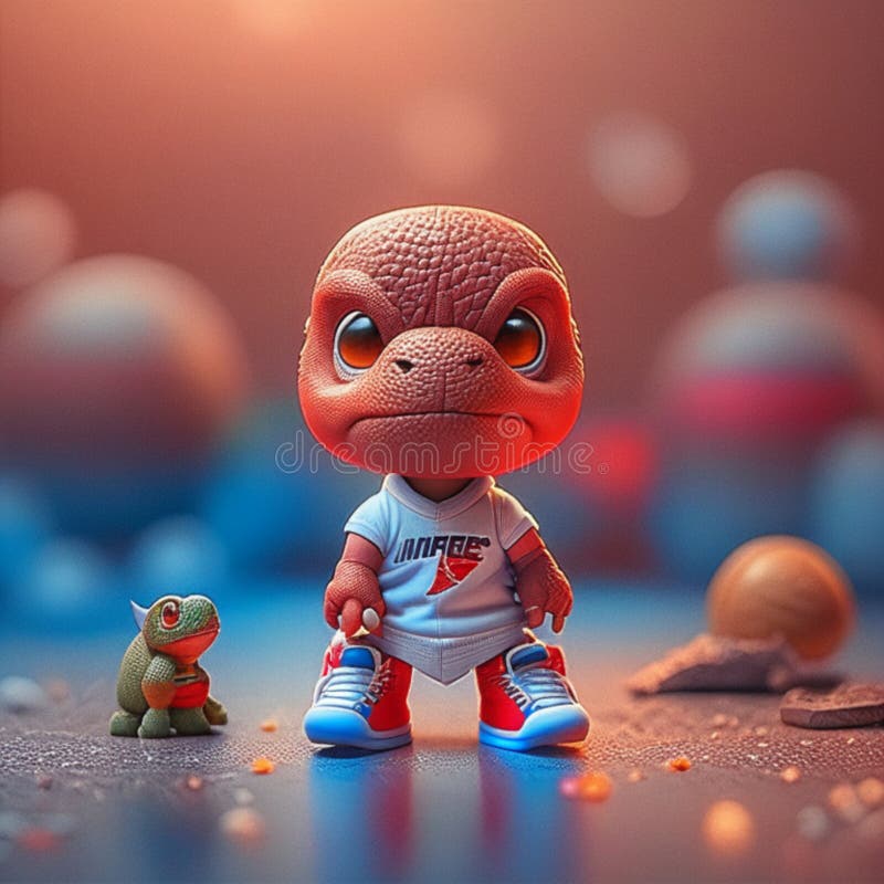 Cute T-rex As Basketball Player 3D Illustration Stock Illustration ...