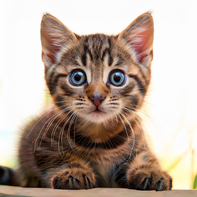 Cute Tabby Cat Cub, AI Generated Stock Illustration - Illustration of ...