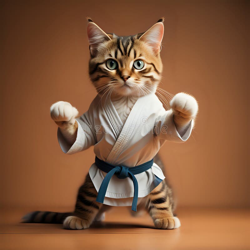 Cute Tabby Cat in Karate Uniform Striking a Pose - Generated by Ai ...