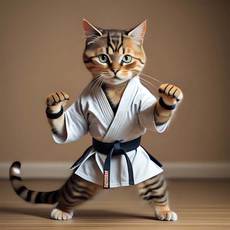 Cute Tabby Cat in Karate Uniform Striking a Pose - Generated by Ai ...