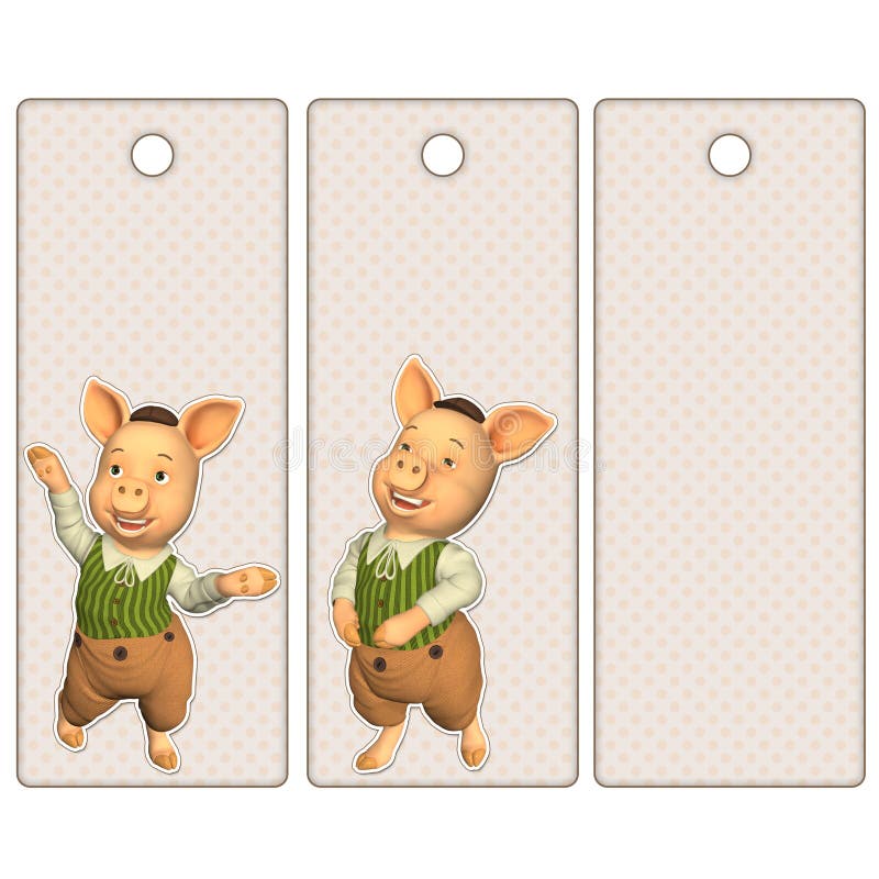 Cute Tags or Bookmarks with a Cute Pig Stock Illustration ...