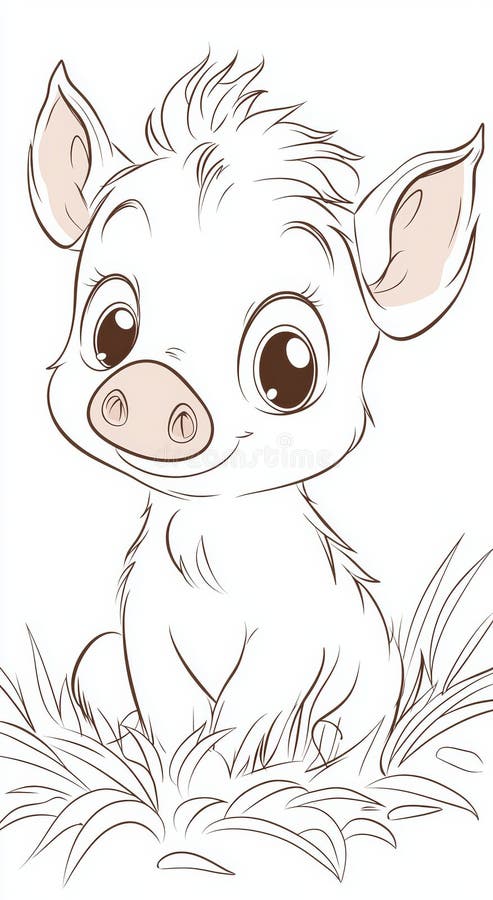 Cute Tapir Character in Both Color and Black-and-White Drawings Stock ...