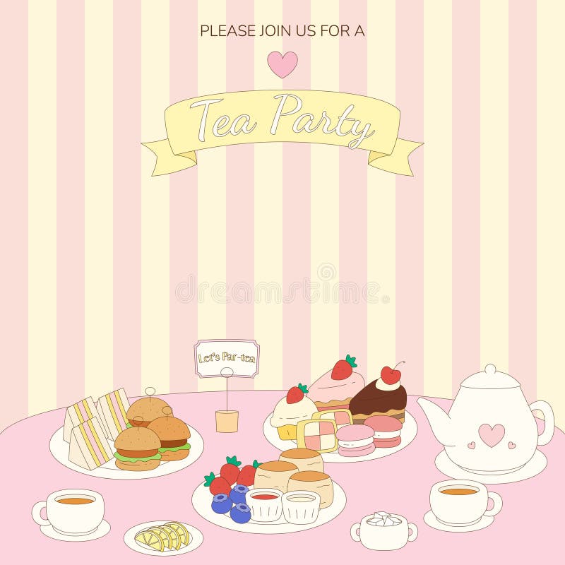 Cute Tea Party Invitation 2 Stock Vector - Illustration of display ...