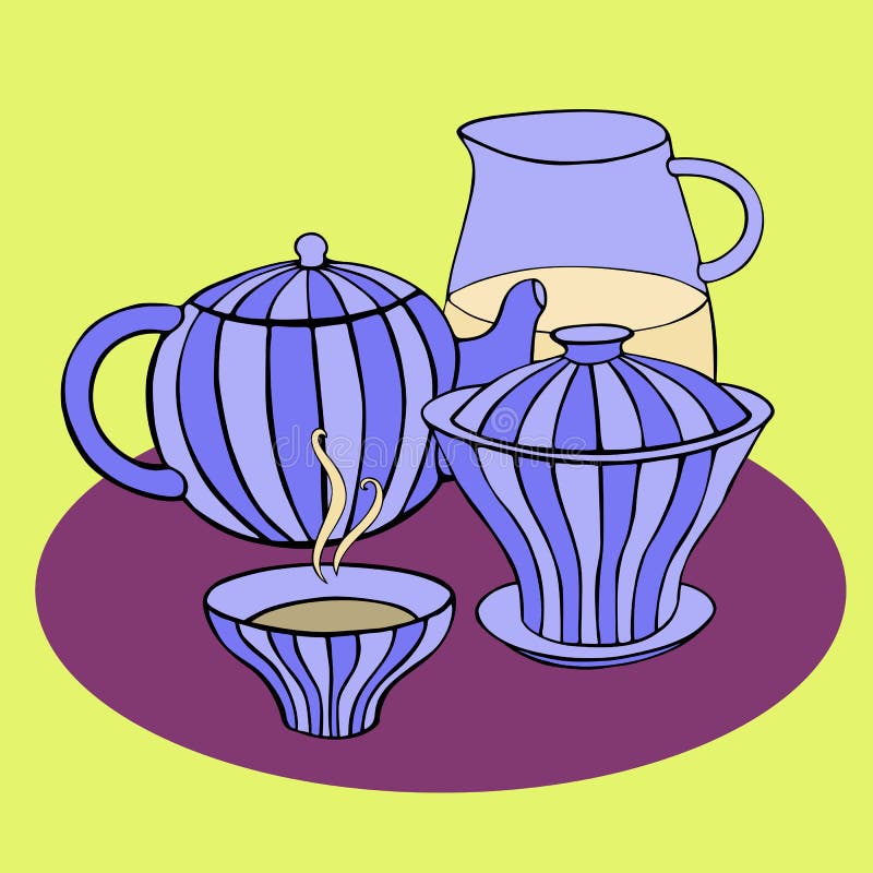 Cute Tea Set. Vector Image. Stock Vector - Illustration of icon, cute ...