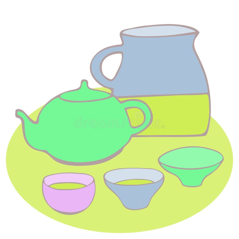 Cute Tea Set. Vector Image. Stock Vector - Illustration of accessory ...