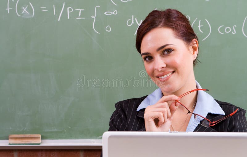 Cute teacher stock image. Image of blackboard, elegant - 9707603