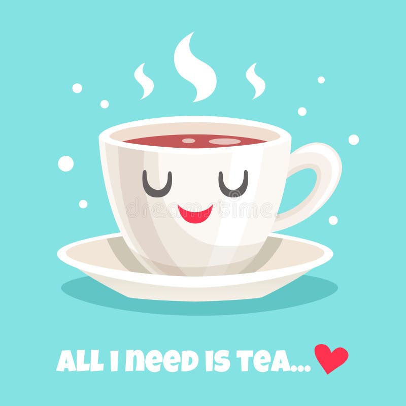 Cute Teacup of Black Tea. Vector Illustration Stock Vector ...