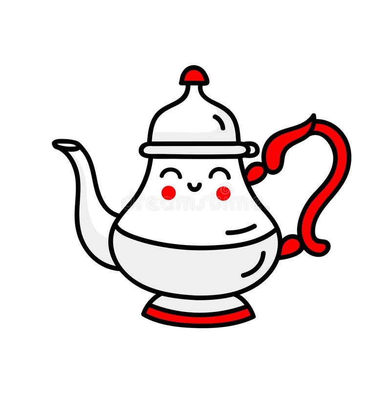 Cute Teapot with Smiley Face. Cartoon Character Stock Vector ...