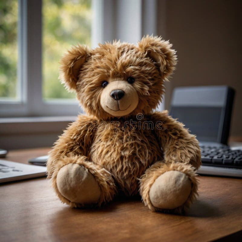 Teddy bear on a table stock illustration. Illustration of children ...