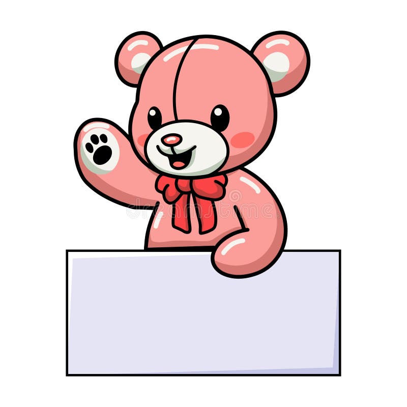 Cute Teddy Bear Cartoon with Blank Sign Stock Vector - Illustration of ...