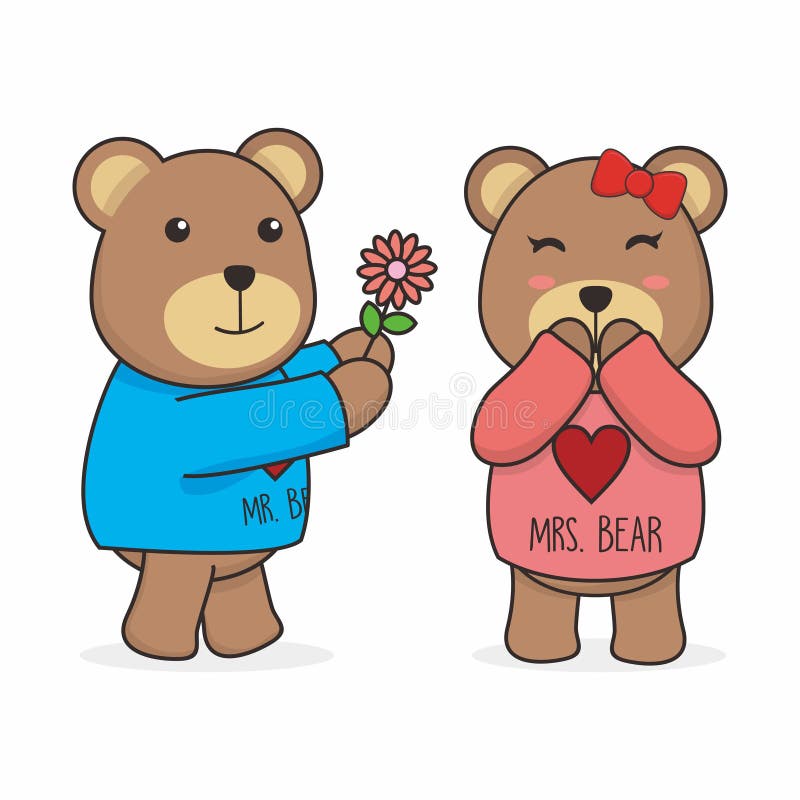 Cute Teddy Bear Couple Sit on Bech Vector Stock Vector - Illustration ... Cute Teddy Bear Couple Sit on Bech Vector Stock Vector - Illustration ...