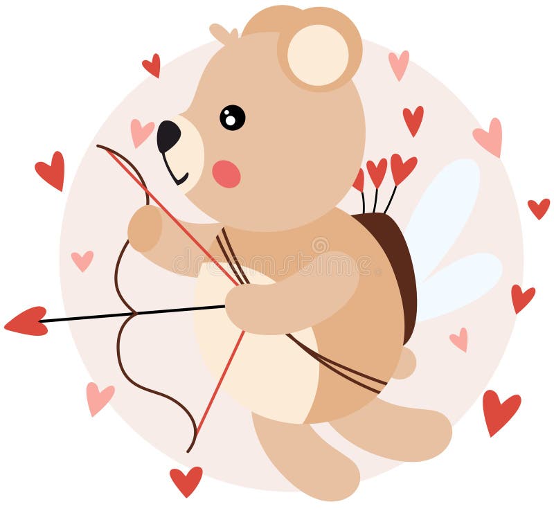 Cute Teddy Bear Cupid with Love Arrows Stock Illustration ...