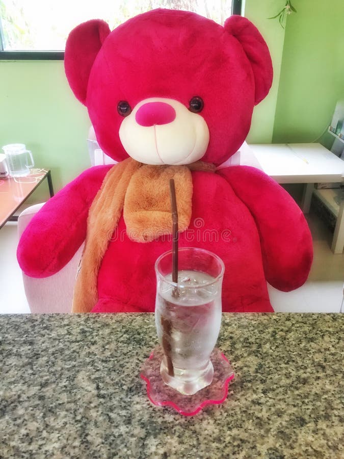 Cute Teddy Bear Drinking Water Stock Photo - Image of drink, healthy ...