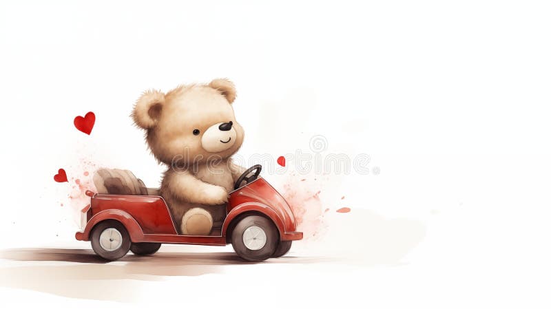 A Cute Teddy Bear Driving a Car. Stock Illustration - Illustration of ...