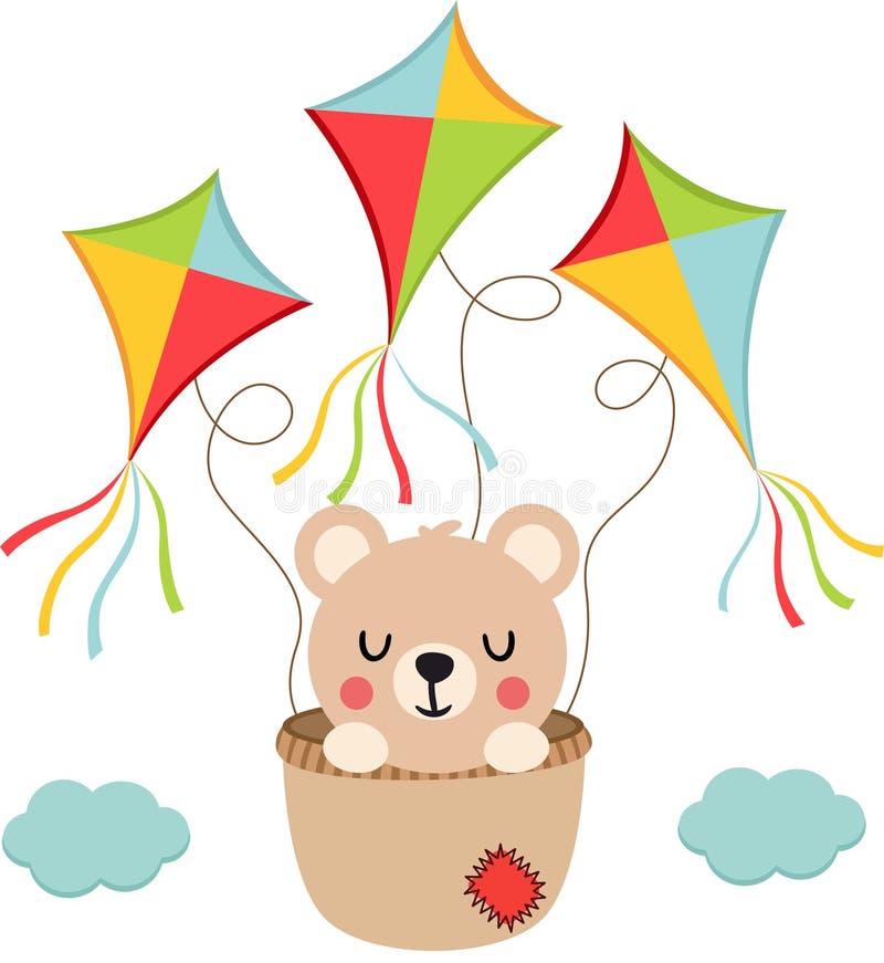 Bear Flying on Dandelion, Clip Art, Isolated on White Background, AI ...