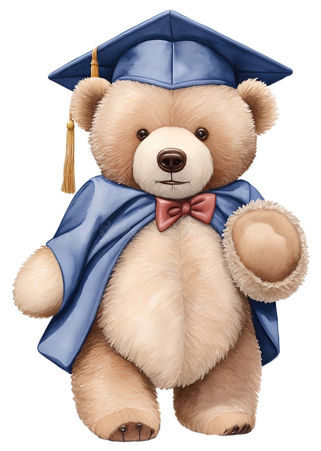 Cute Teddy Bear Graduation Watercolor Isolated Stock Image ...