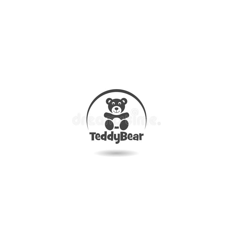 Cute Teddy Bear with Balloons Icon Logo with Shadow Stock Vector ...