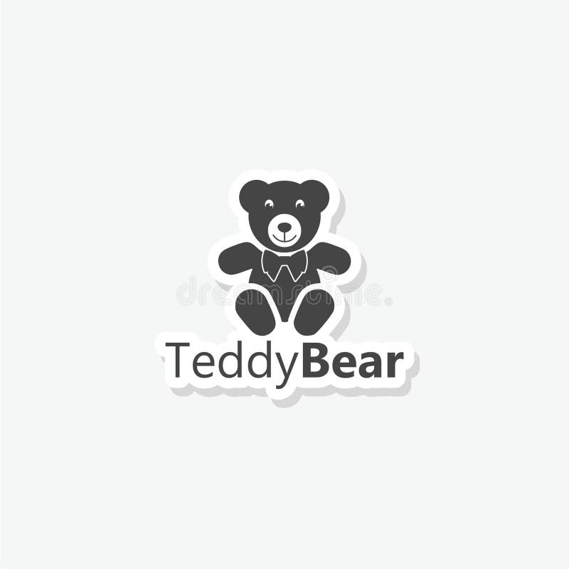 Cute Teddy Bear Logo Icon with Shadow Stock Vector - Illustration of ...