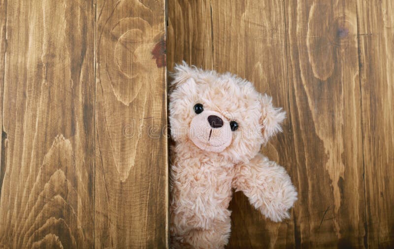 Cute Teddy Bear with Old Wood Background Stock Image - Image of fairy ...