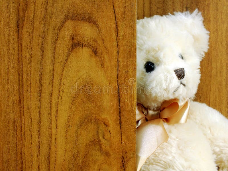 Cute Teddy Bear with Old Wood Background Stock Photo - Image of ...