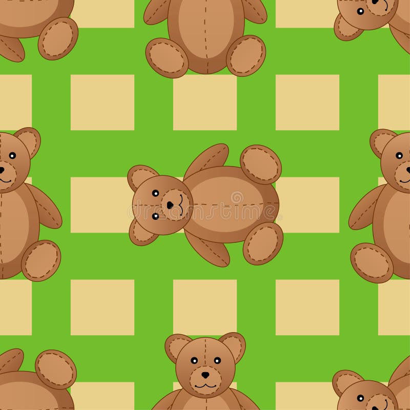 Cute Teddy Bear Seamless Pattern Vector Illustration Stock Vector ...