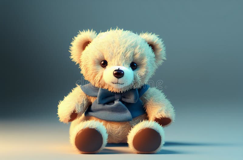 Cute Teddy Bear. Soft Plush Toy. Generative AI. Stock Illustration ...