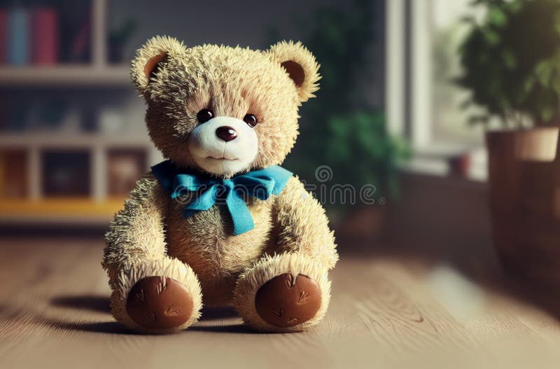 Cute Teddy Bear. Soft Plush Toy. Generative AI. Stock Illustration ...